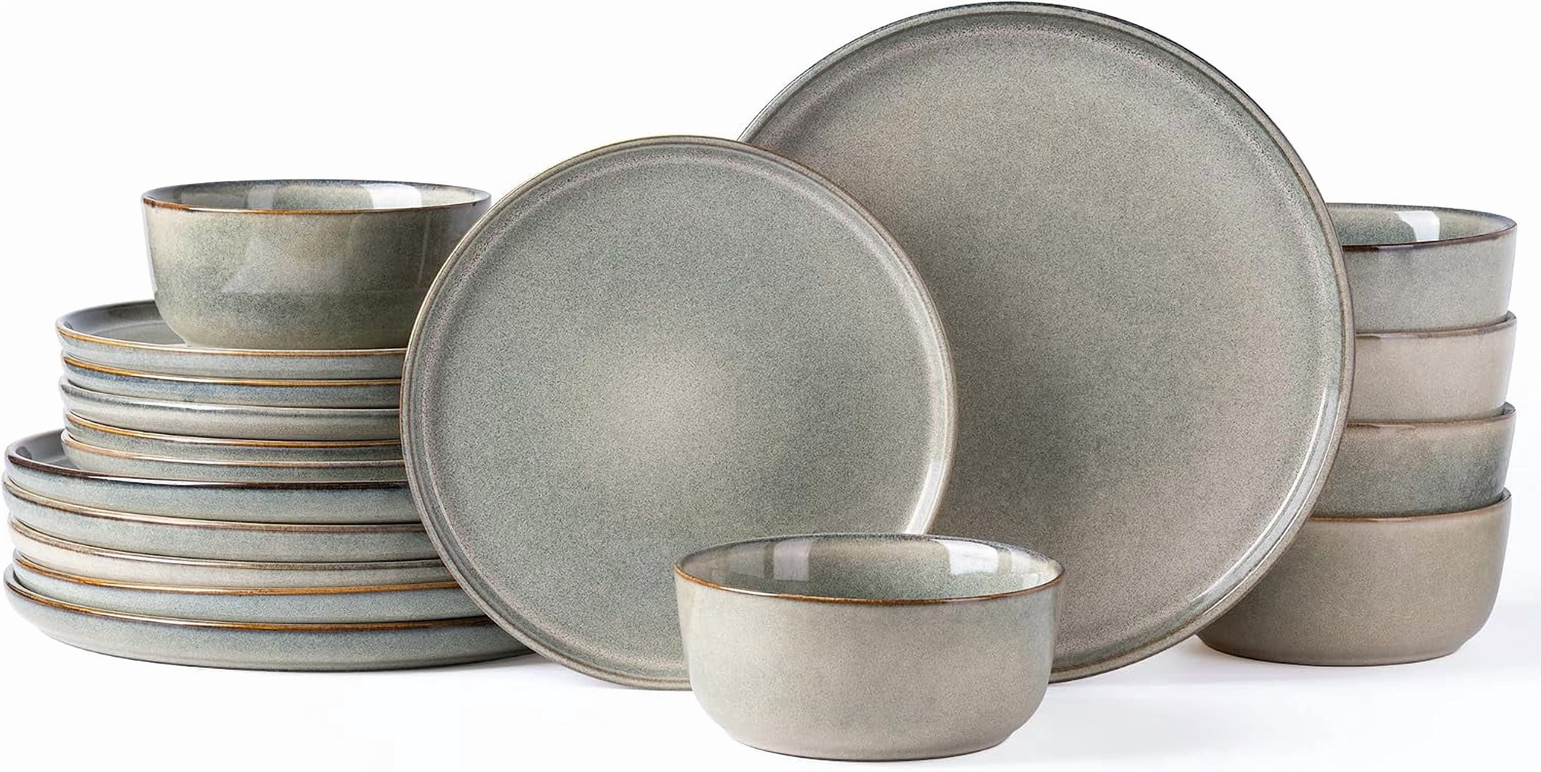 AmorArc Stoneware Dinnerware Sets for 6, 18 Piece Plates and Bowls ...
