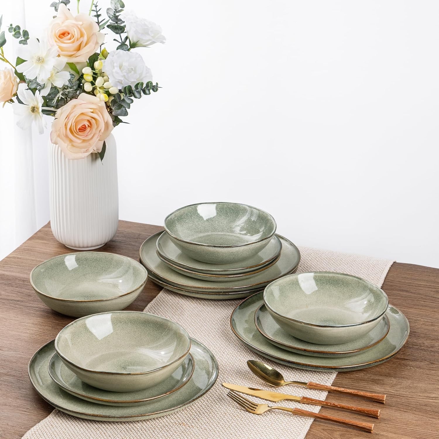 AmorArc Ceramic Dinnerware Sets,Handmade Reactive Glaze Stoneware ...