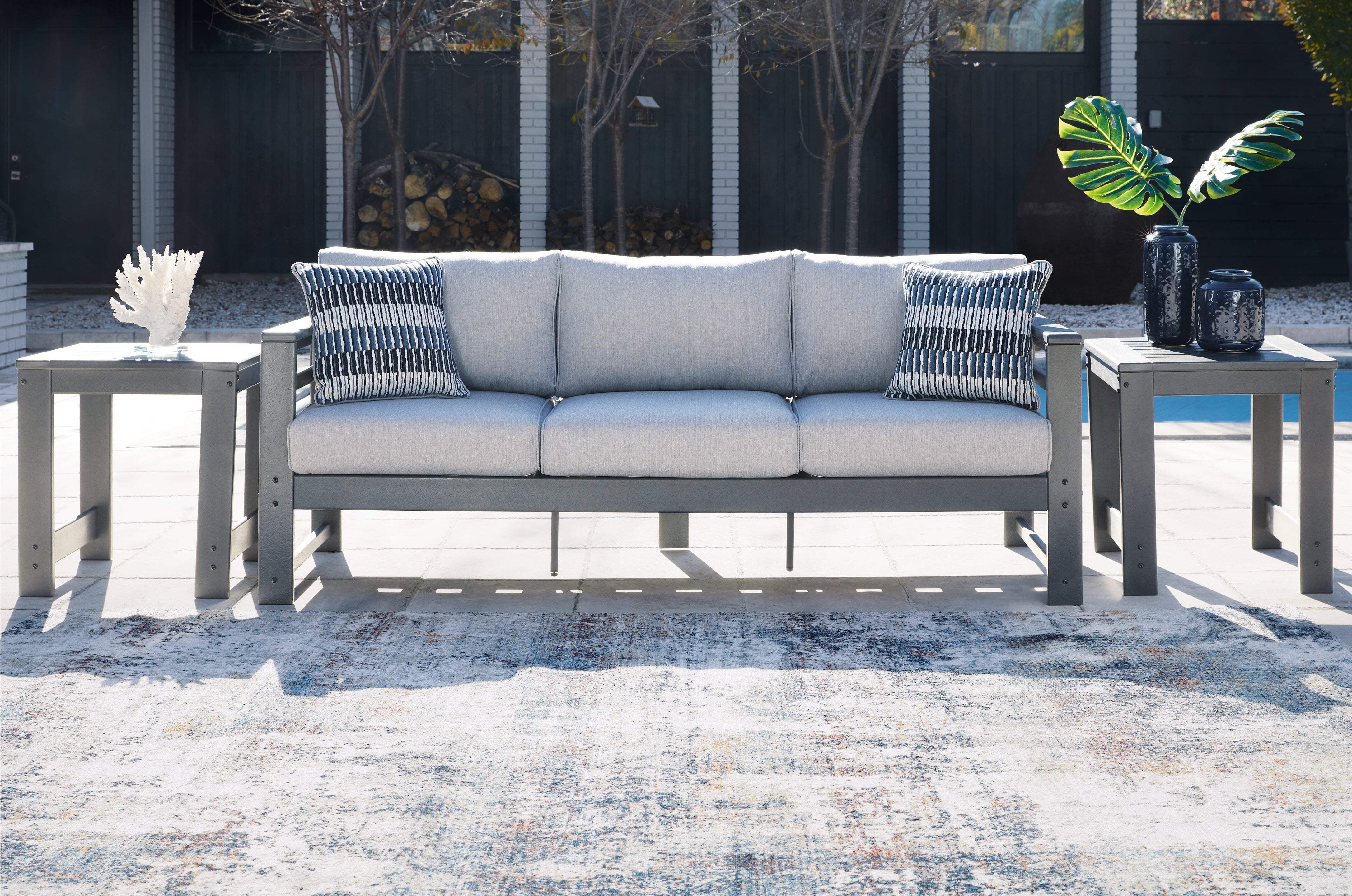 Amora Charcoal Gray Grey Outdoor Sofa w/ Cushion - Walmart.com