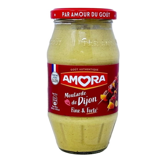 Amora, French Mustard, 430g, Fine & Strong in Glass Jars Pack of 2 ...