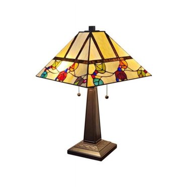 Amora Lighting 22 in. Tall Tiffany Style Mission Table Lamp, White ...