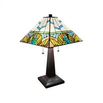 Amora Lighting 22 in. Tall Tiffany Style Mission Table Lamp, White ...