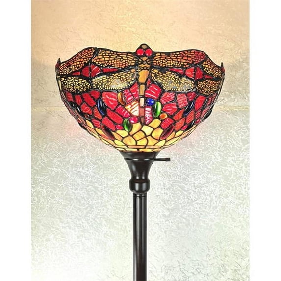 Amora Lighting AM040FL14B 72 in. Tiffany Style Dragonfly Torchiere ...