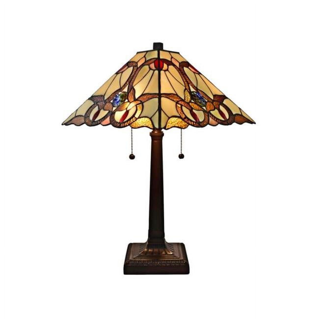 Amora Lighting Tiffany Style Geometric Mission Table Lamp, Stained ...
