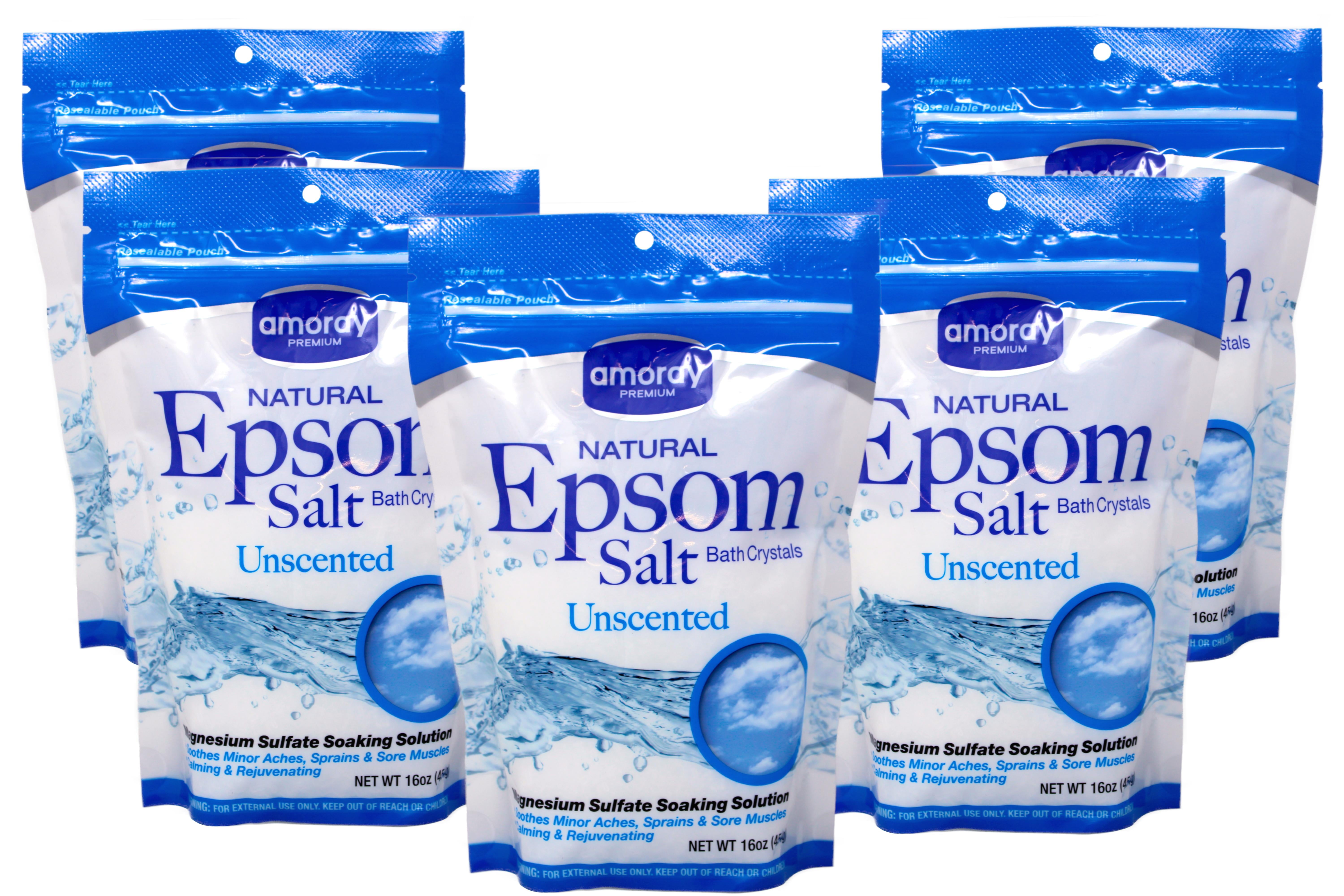 Amoray Premium Epsom Salt Bag Natural Bath Crystals, Magnesium Sulfate ...