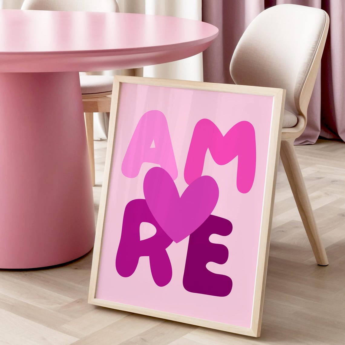 Amore Art Print, Italian Typography Poster, Love And Friendship , Pink ...