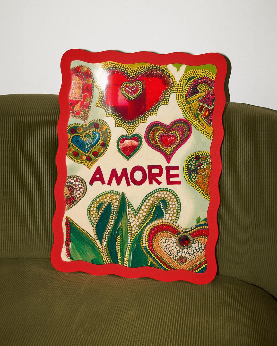 Amore Beaded Heart Eclectic Maximalist Wall Art, Unframed Poster ...