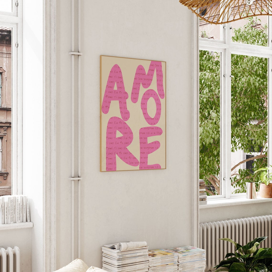 Amore French Love Typography Wall Art Romantic Decor, Unframed Canvas ...