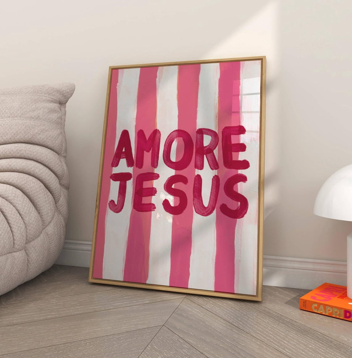 Amore Jesus Pink Modern Christian Love Poster Valentines Unframed Paper ...