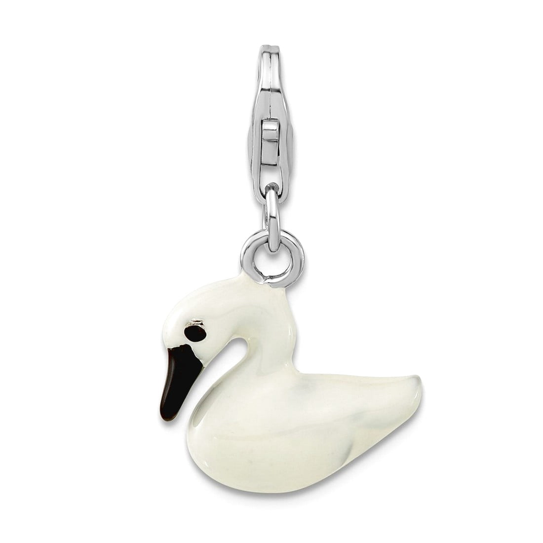 925 Sterling Silver Fancy Lobster Closure Enamel Swan With-Lobster ...