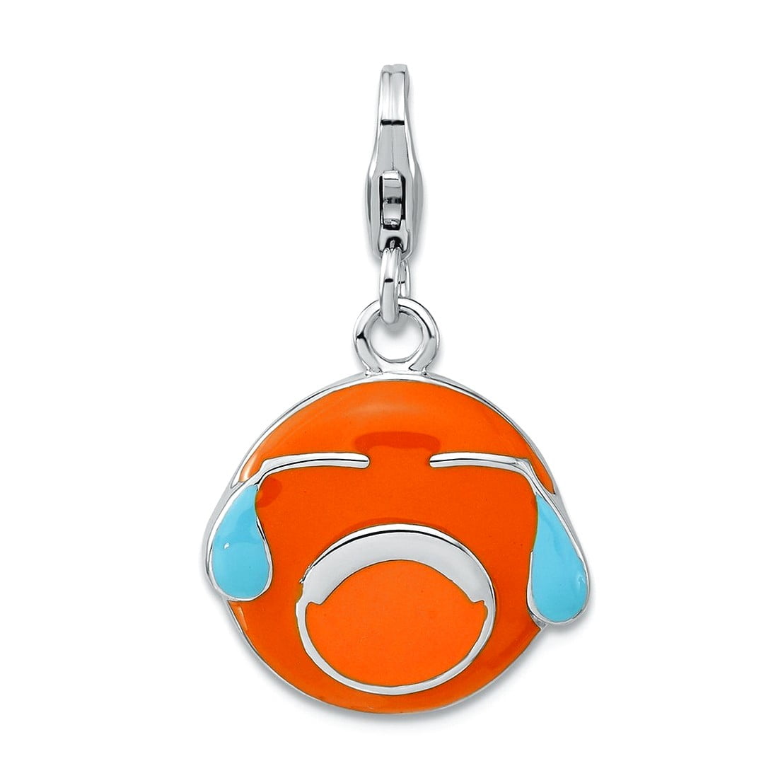 925 Sterling Silver Fancy Lobster Closure Enameled 3-d Crying Face With ...