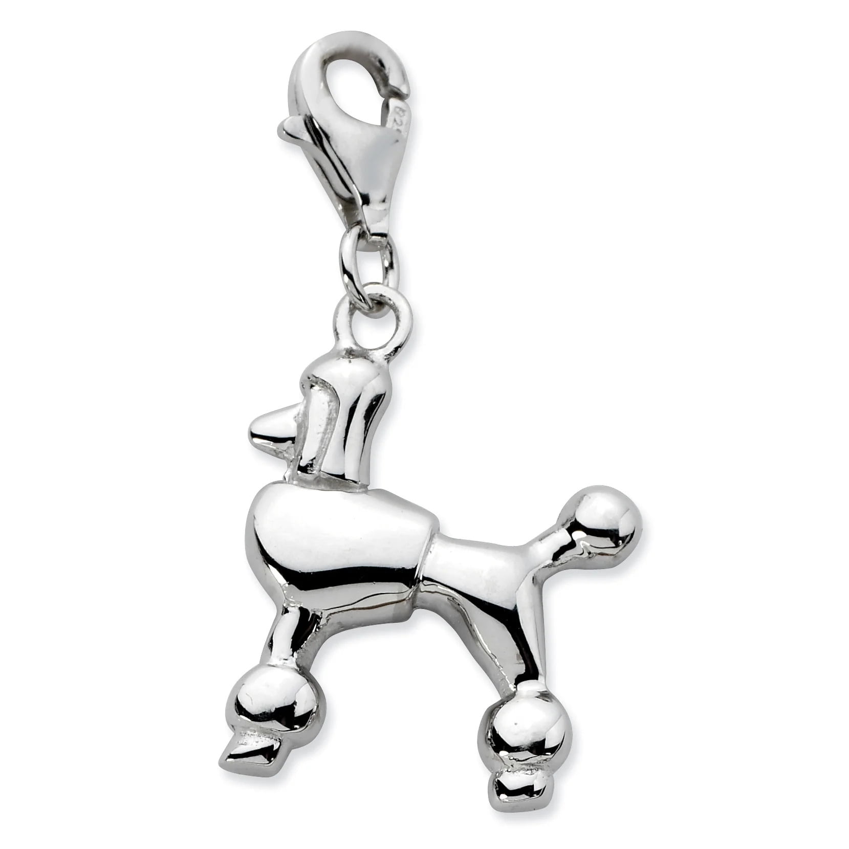 Amore La Vita Sterling Silver Rhodium-plated Polished 3D Poodle Charm ...
