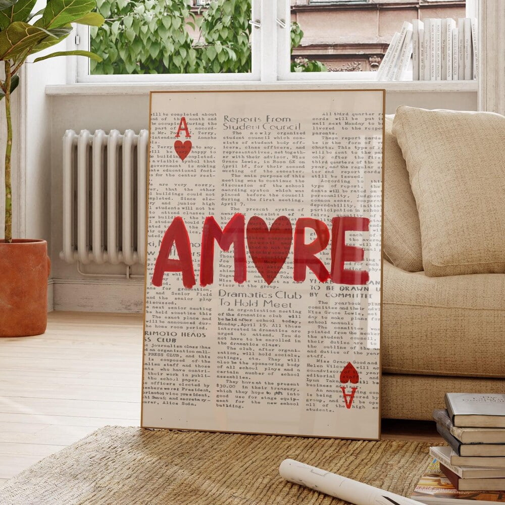 Amore Love Poster: 70S Retro Red Wall Art Home Decor Office Wall Art ...