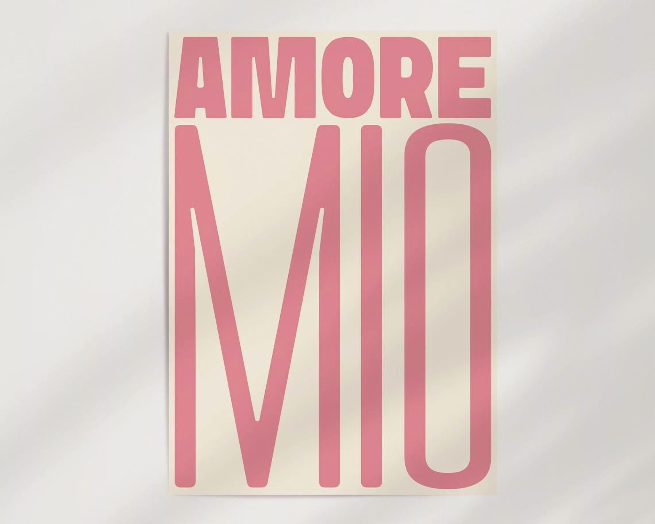Amore Mio Poster, Soft Pink Romantic Typography Art Poster, Unframed ...