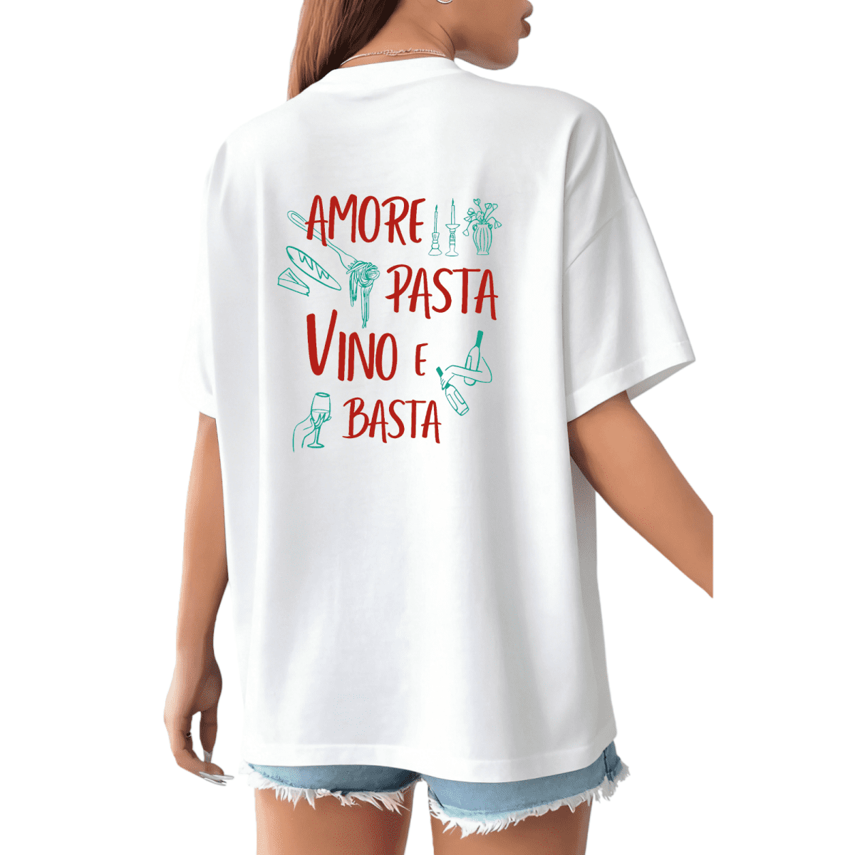 Amore Pasta Vino E Basta Graphic Tees White S-5XL Italian Food Lover ...