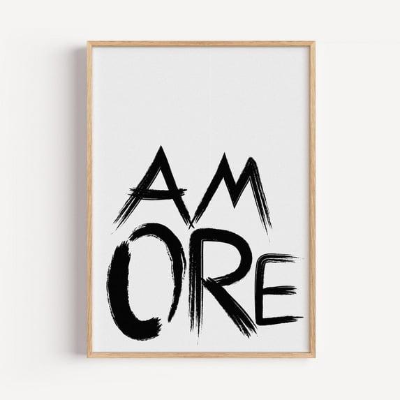 Amore Poster, Love Wall Art, Brushstroke Typography, Valentines Wedding ...