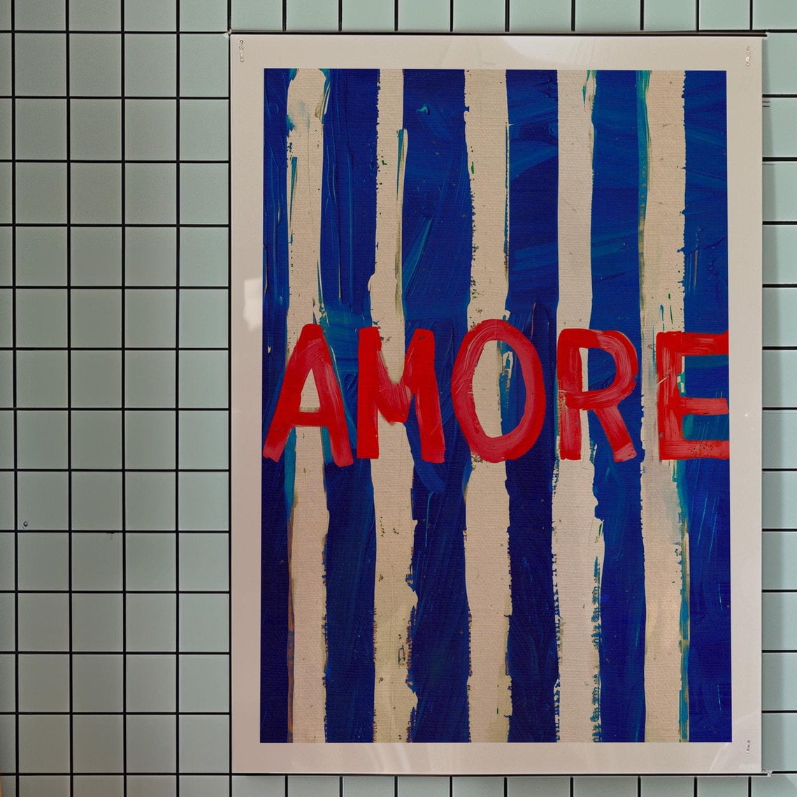 Amore Poster, Typography Poster, Red Wall Art, Stripe Wall Print ...