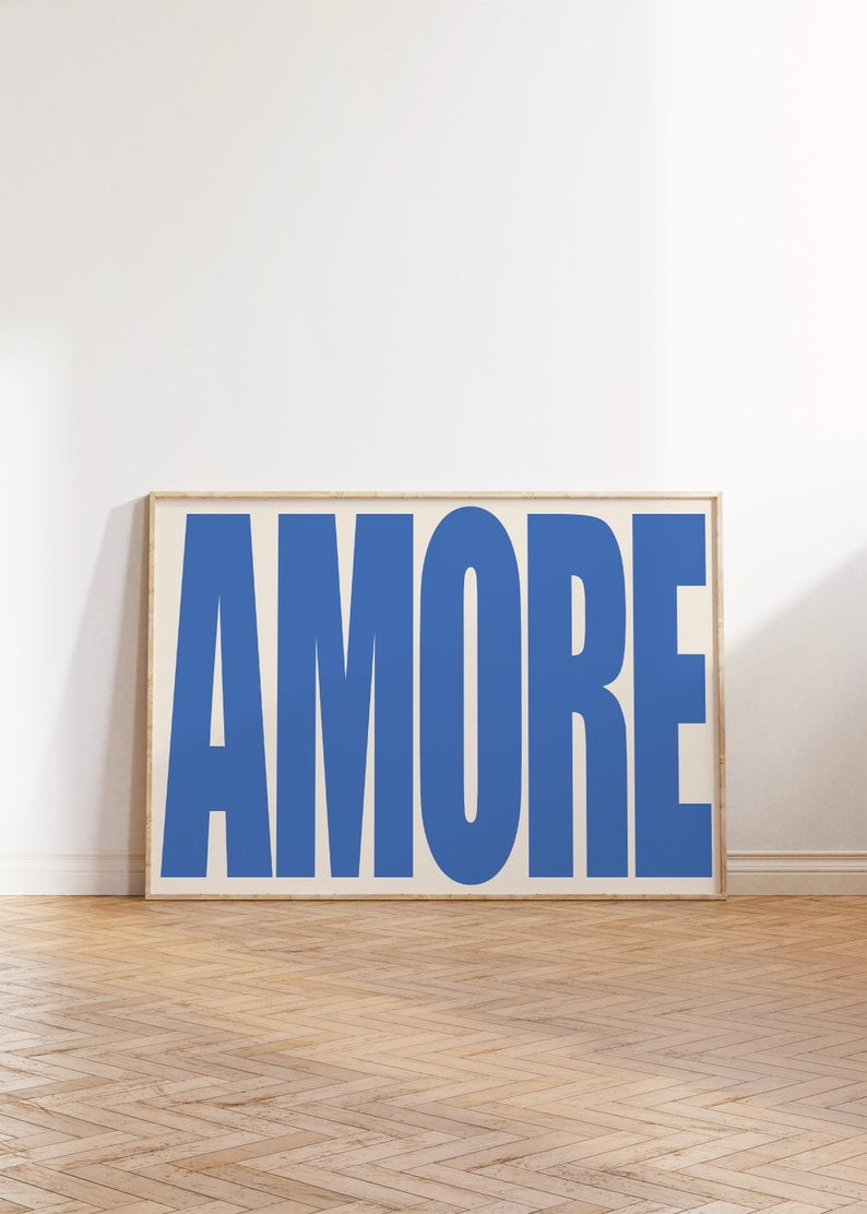 Amore Print, Typography Poster, Trendy Art, Retro Italian Type Poster ...