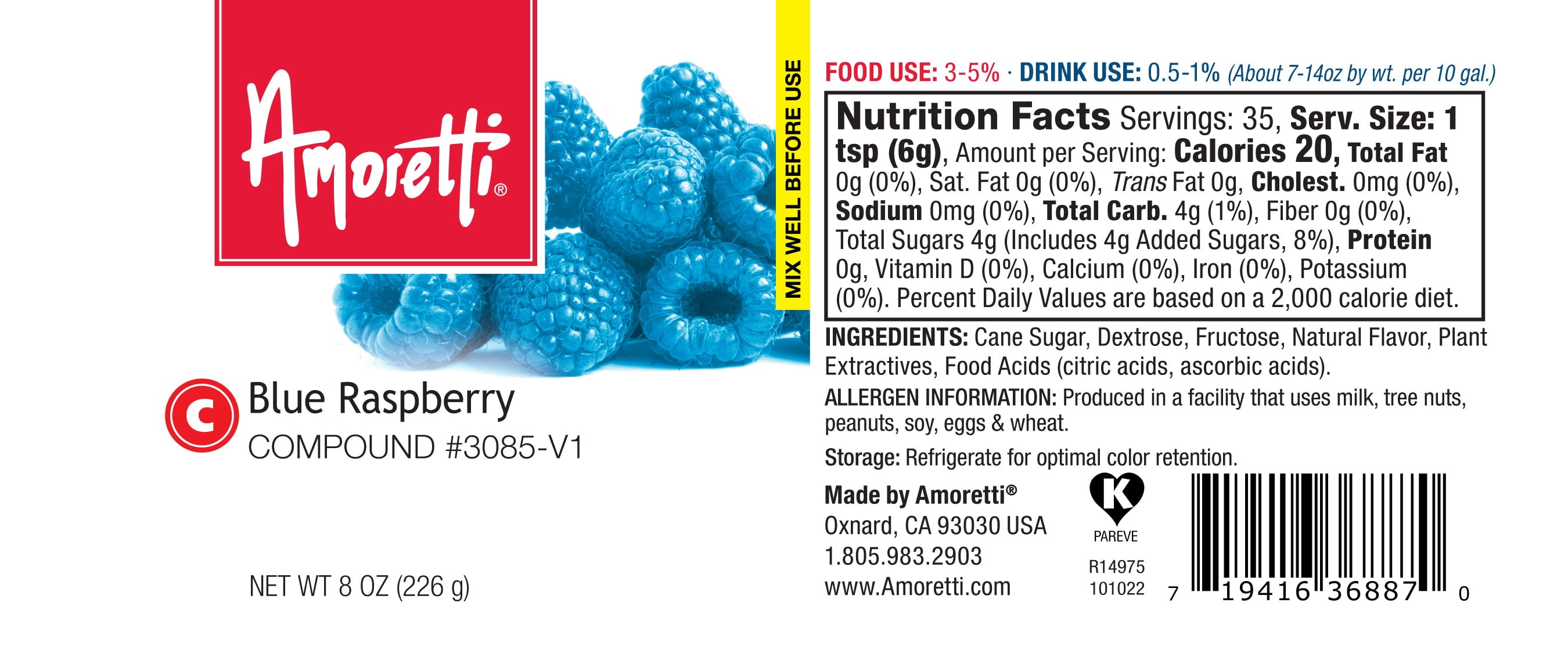 Amoretti - Blue Raspberry Compound Natural Color / 10 lbs - Natural ...