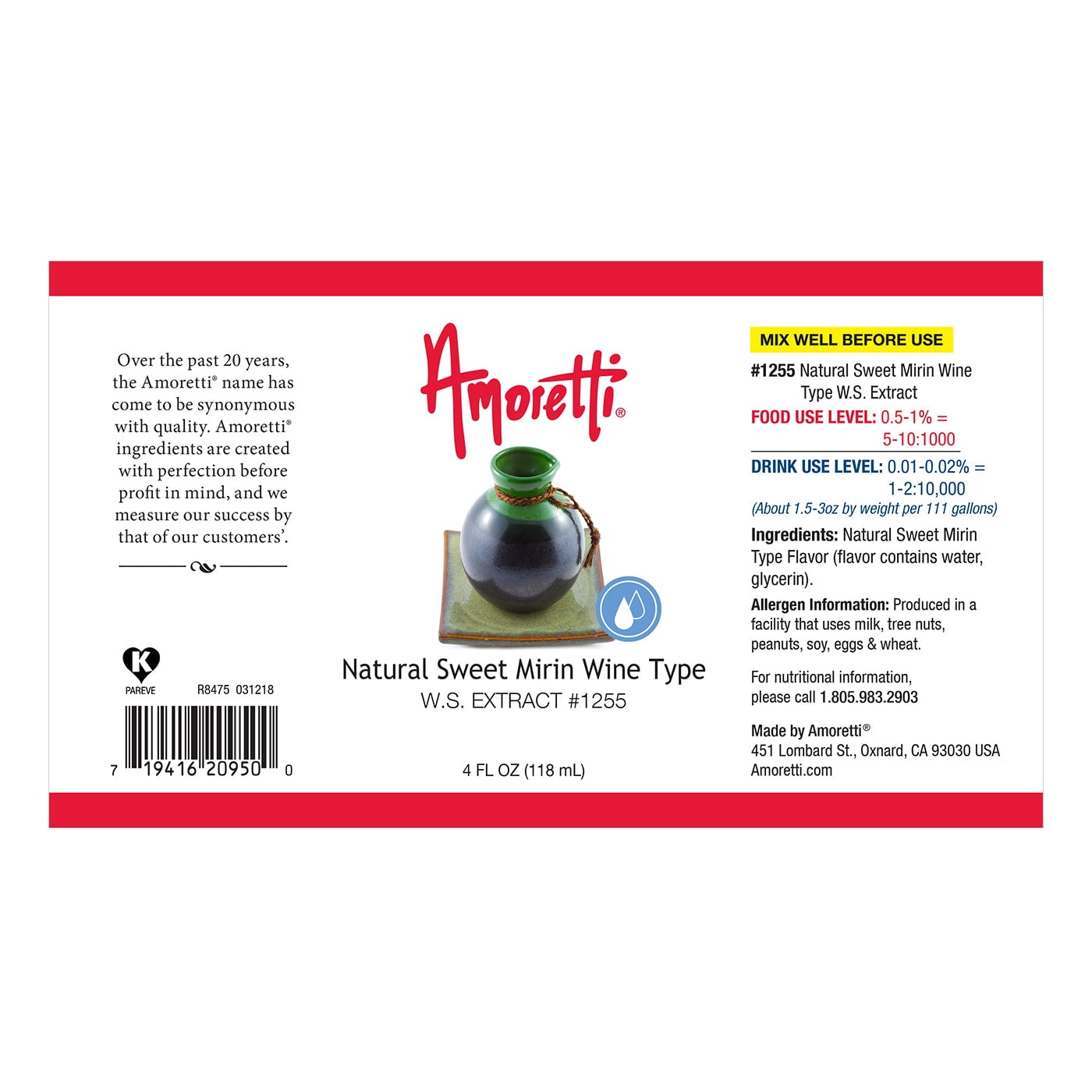 Amoretti - Natural Sweet Mirin Extract Water Soluble 4 oz - Highly ...