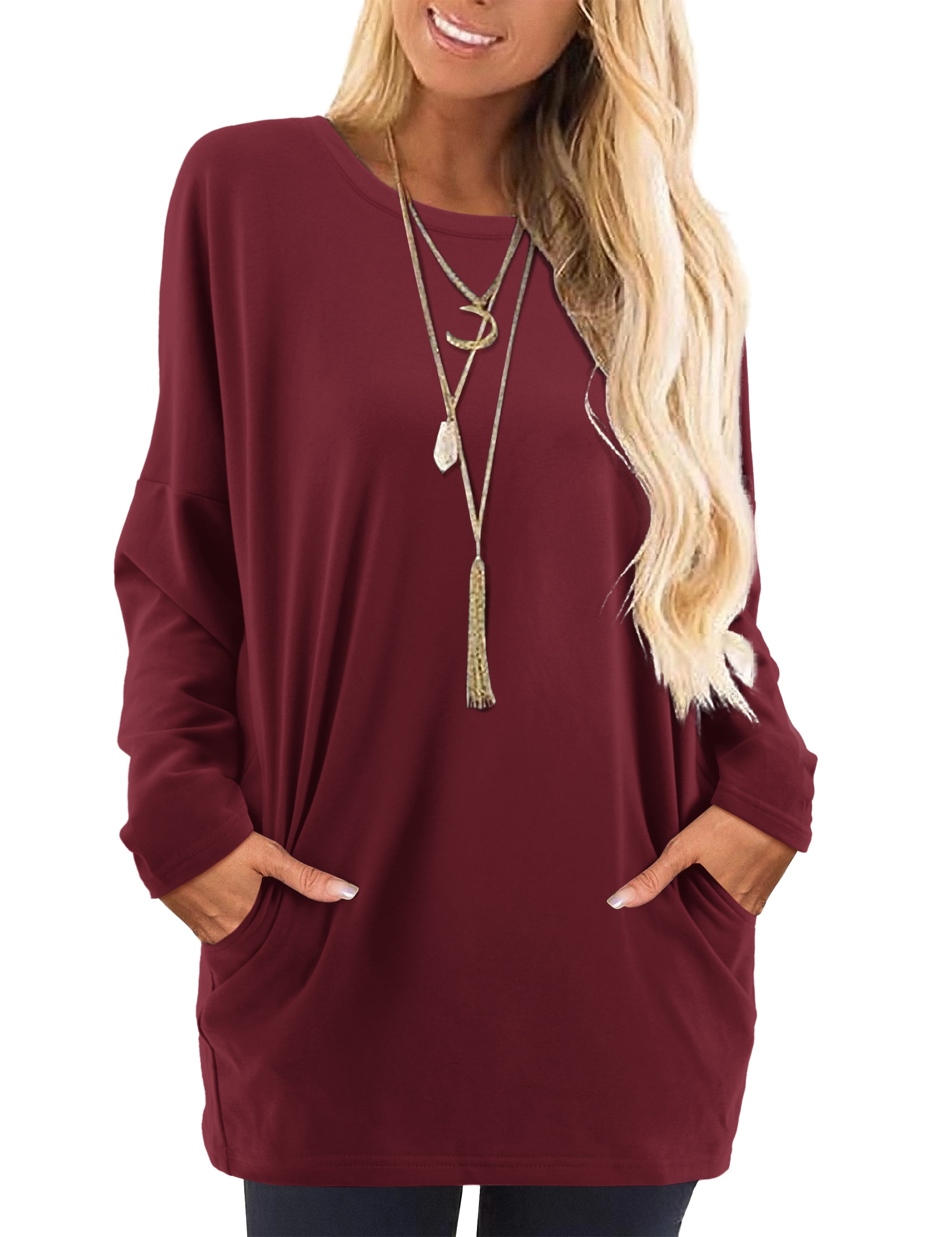 Fancyglim Long Sleeve Tunic Tops for Women Dressy Fall Shirt with ...