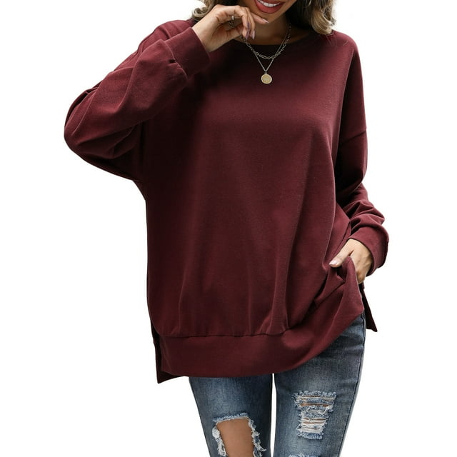 Amoretu Trendy Women's Tunic Sweatshirt, Long Sleeve Crewneck Pullover ...