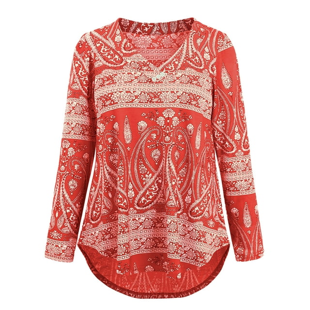 Fancyglim Women's Plus Size Tops Long Sleeve Blouses Flowy Tunic Tops ...