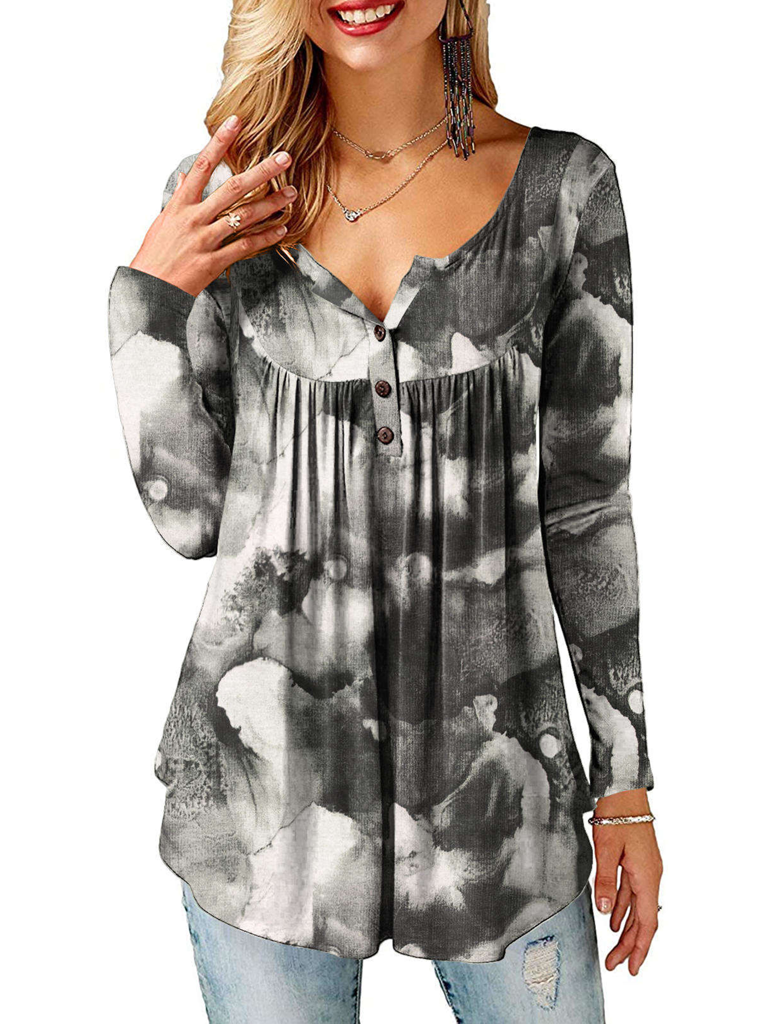 ATIXEL Womens Plus Size Blouses Tops T-Shirts Clearance, Women Vintage ...