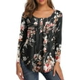 Amoretu Womens Long Sleeve Blouse Shirt Casual Plus Size Floral Tunic ...