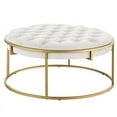 Amoria Cream Round Ottoman in Brushed Gold - Walmart.com