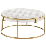 Amoria Cream Round Ottoman in Brushed Gold - Walmart.com