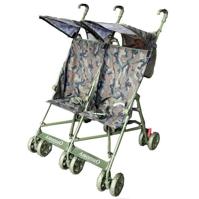 AmorosO Comfort Folding Toddler Dual Umbrella Stroller, Lightweight ...