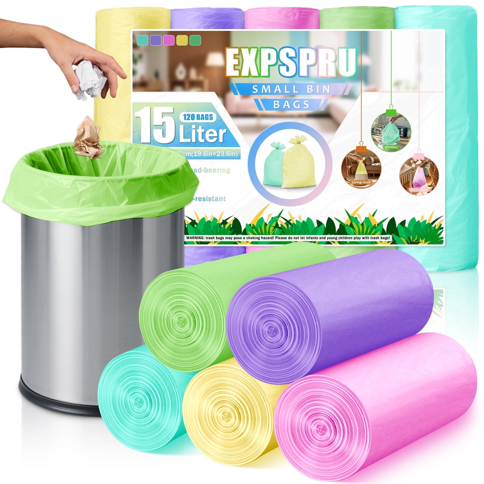 Amorvolat 4 Gallon Garbage Bags Small Biodegradable Trash Bags 15L ...