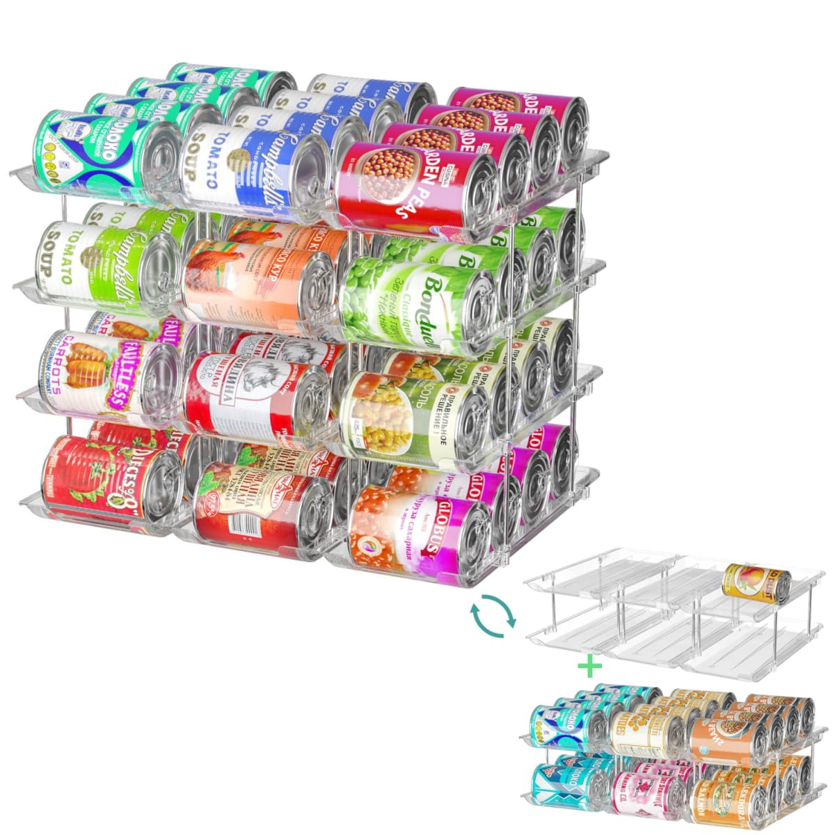 Amorvolat Can Organizer for Pantry, 3 Sets 4 Tiers Can Storage ...