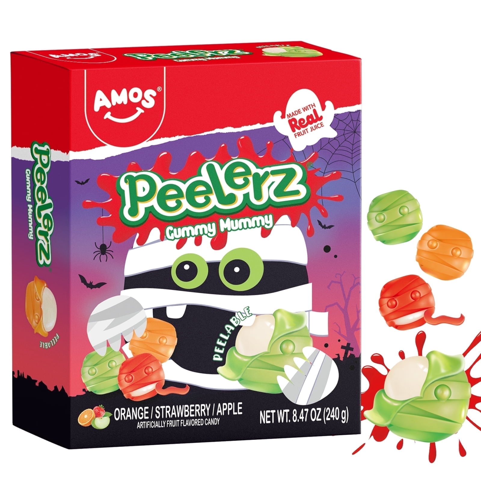 Amos Halloween Candy Peelerz Gummy Mummy, Mixed Fruit Flavor for ...
