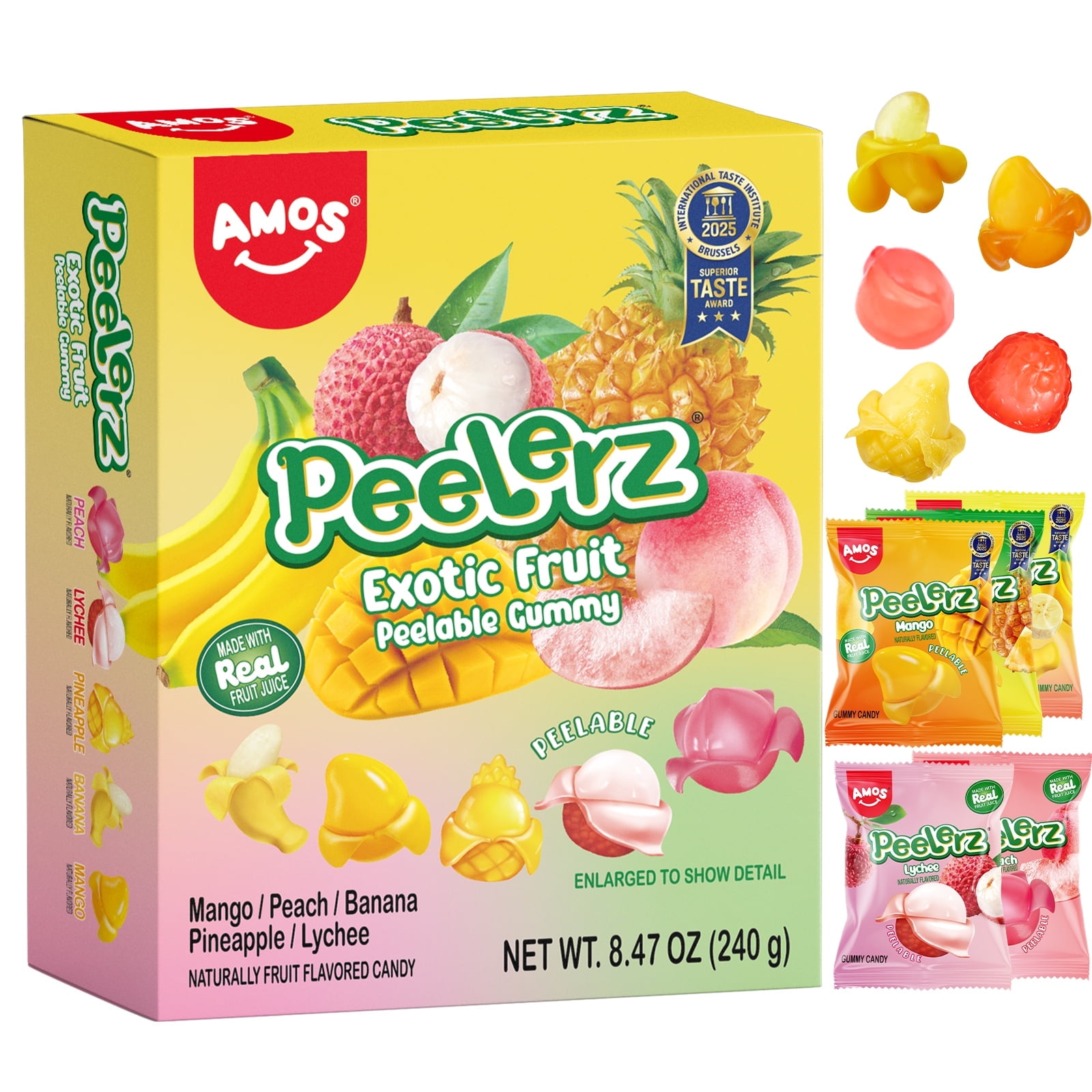 Amos Peelerz Exotic Fruit Gummy Candy, Variety Pack Candy Individually ...