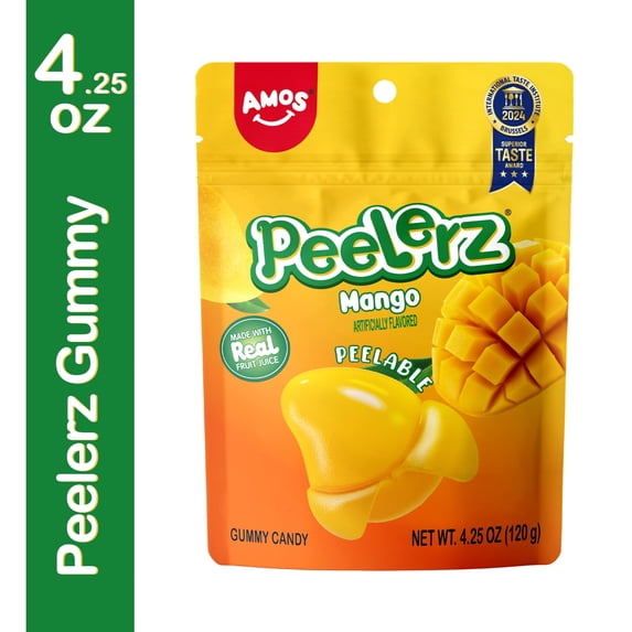 Amos Peelerz Mango Candy, Peelable Gummy Candy Dash Invidually Wrapped ...