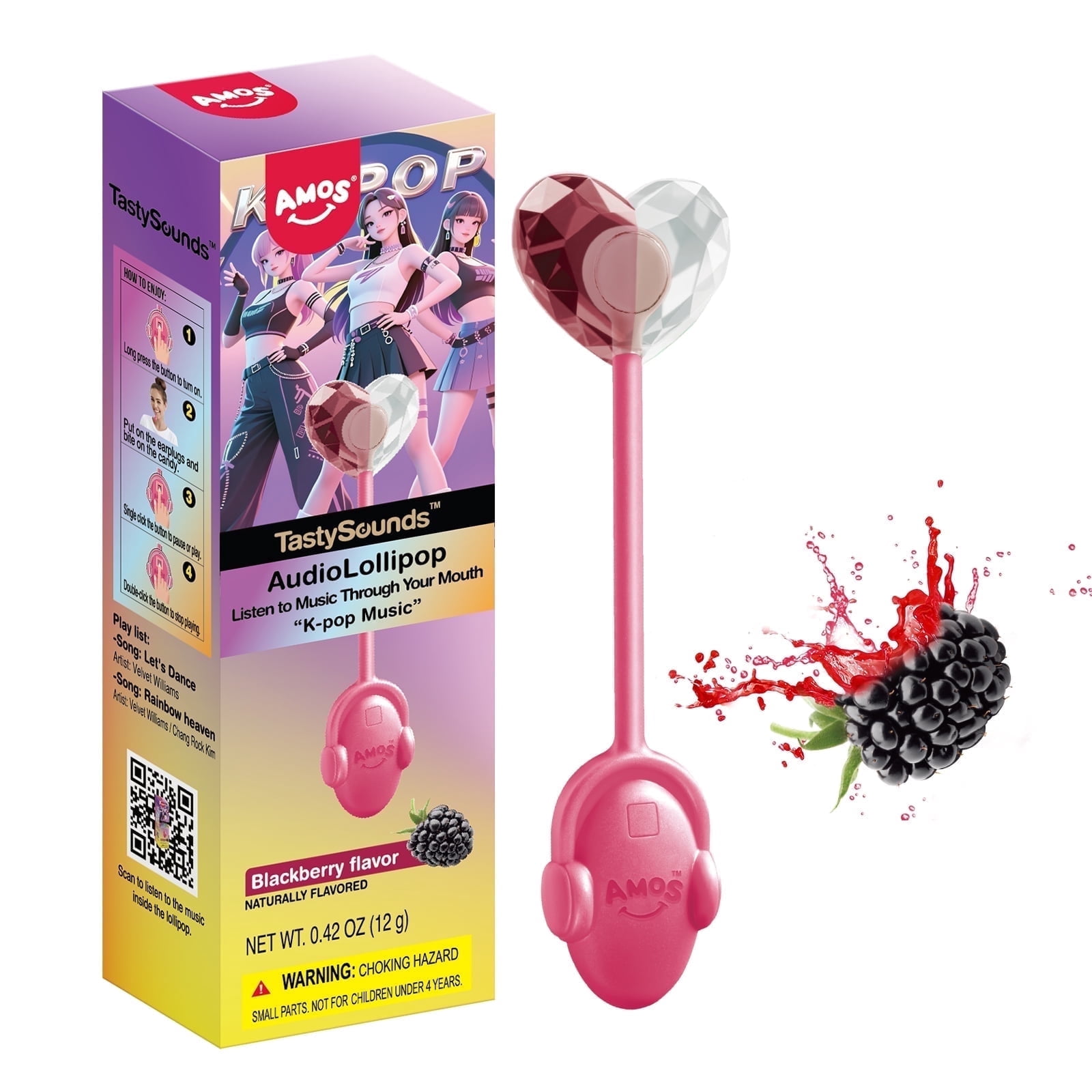 Amos Tastysounds Music Lollipops, K-pop Music Sucker Natural Flavor No ...