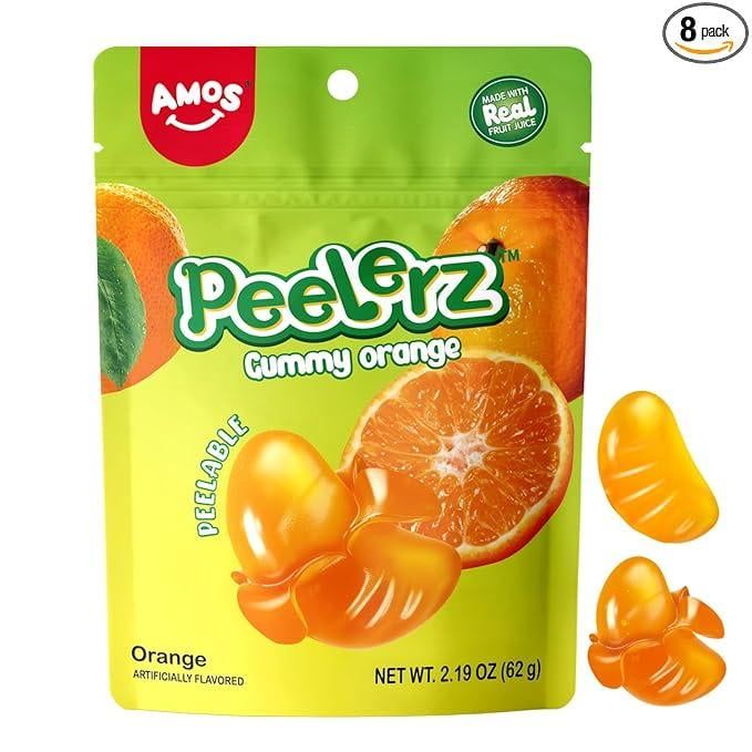 Amos Gummy Peel Fruity Mango Banana Orange And Peach Gummy 3 Packs
