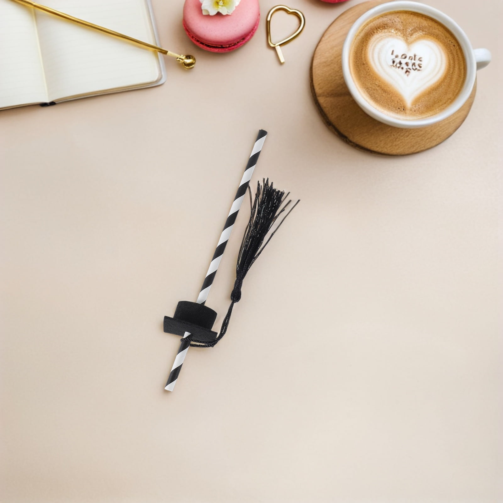 Amosfun 12pcs Graduation Paper Straw Graduation Cap Straw For Juices ...