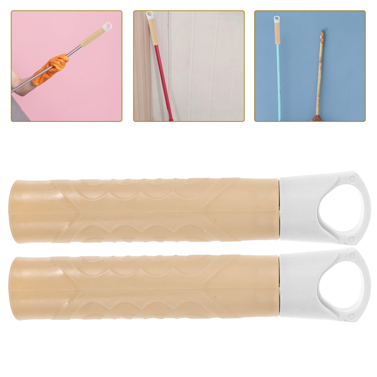 Amosfun 2Pcs Beige Broom Handle End Caps Replacement Grip for Mop Rod ...