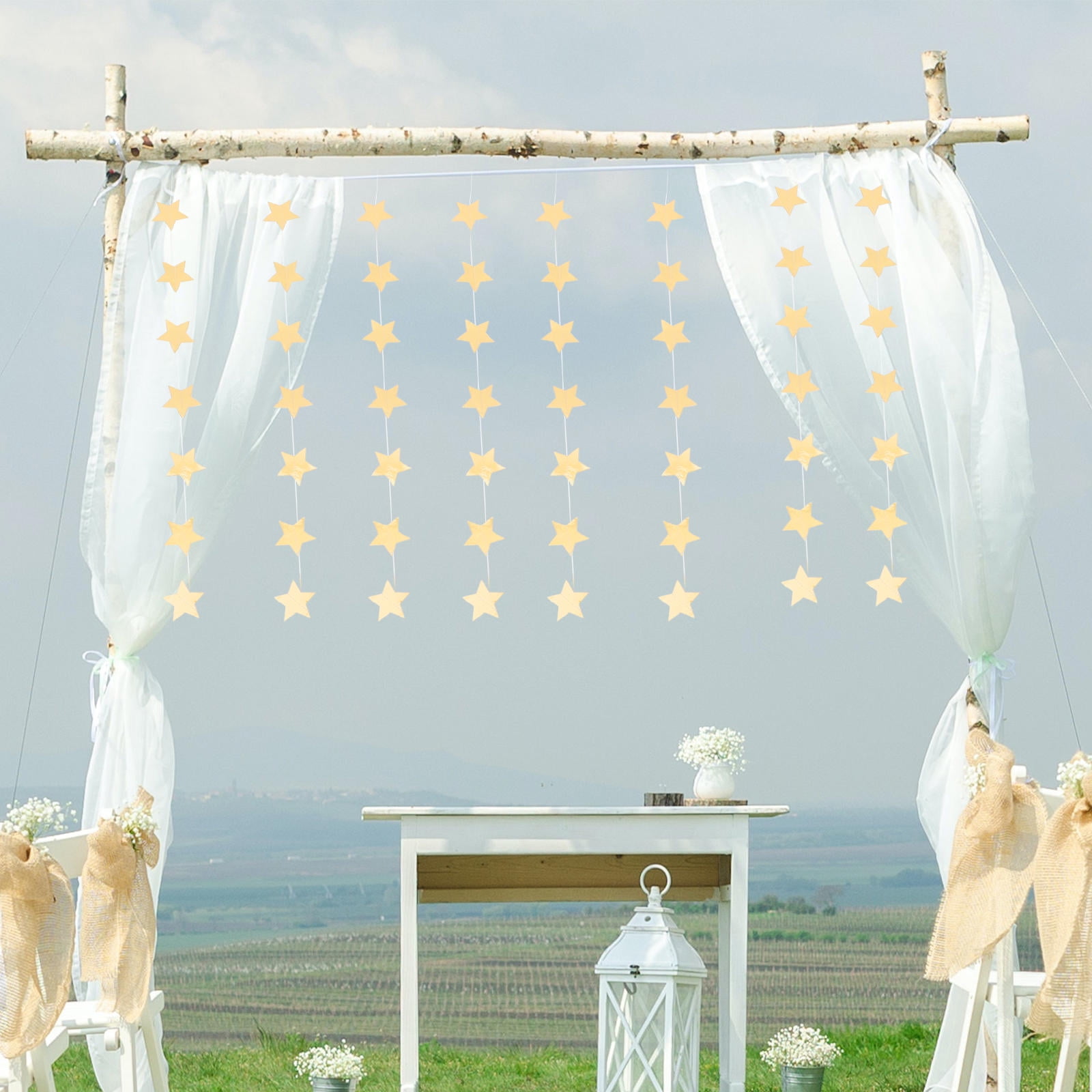 Amosfun 2 Strings Of Star Paper Garland Golden Party Decoration For ...