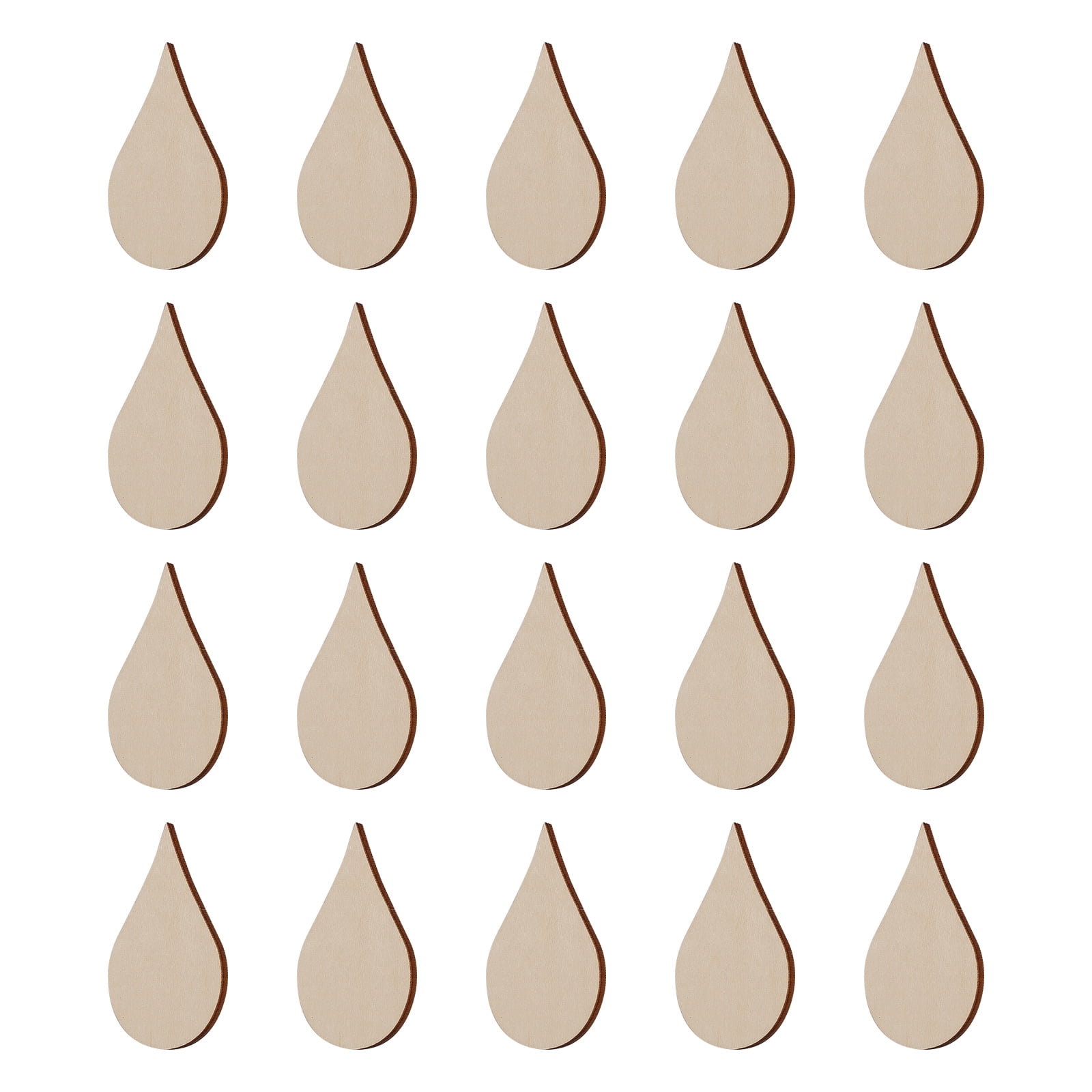 Amosfun 20pcs 50mm Wood Slices Water Drop Shaped Wood Pieces Handmade ...