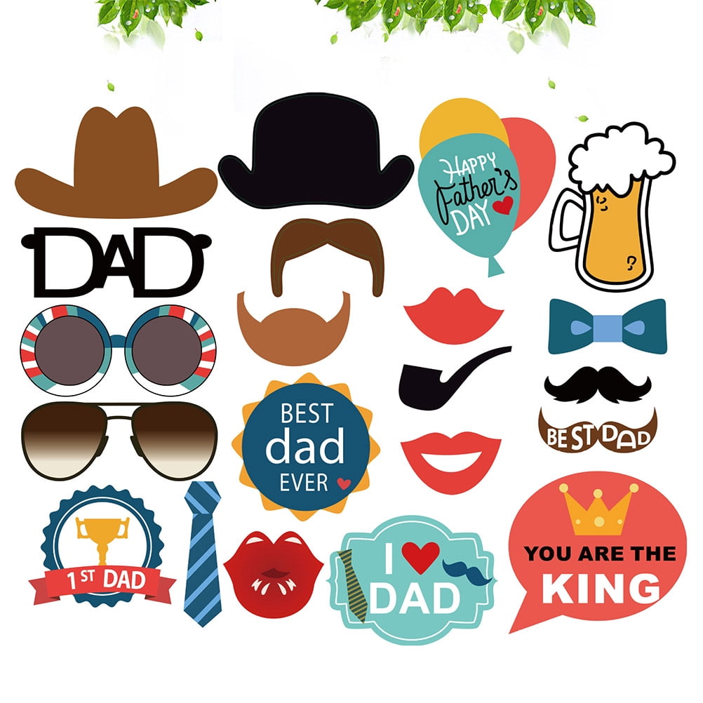 Amosfun 21Pc Assorted Color Photo Props for Fathers Day Fun Photo ...