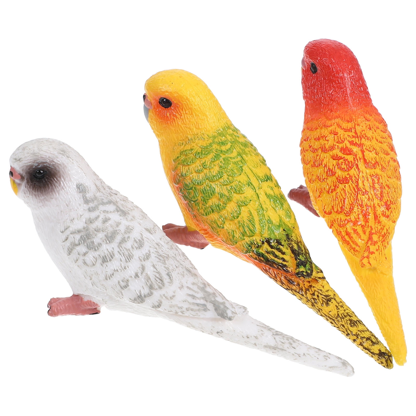 Amosfun 3pcs Simulation Bird Model Parakeet Figurines Redyellow Plastic ...