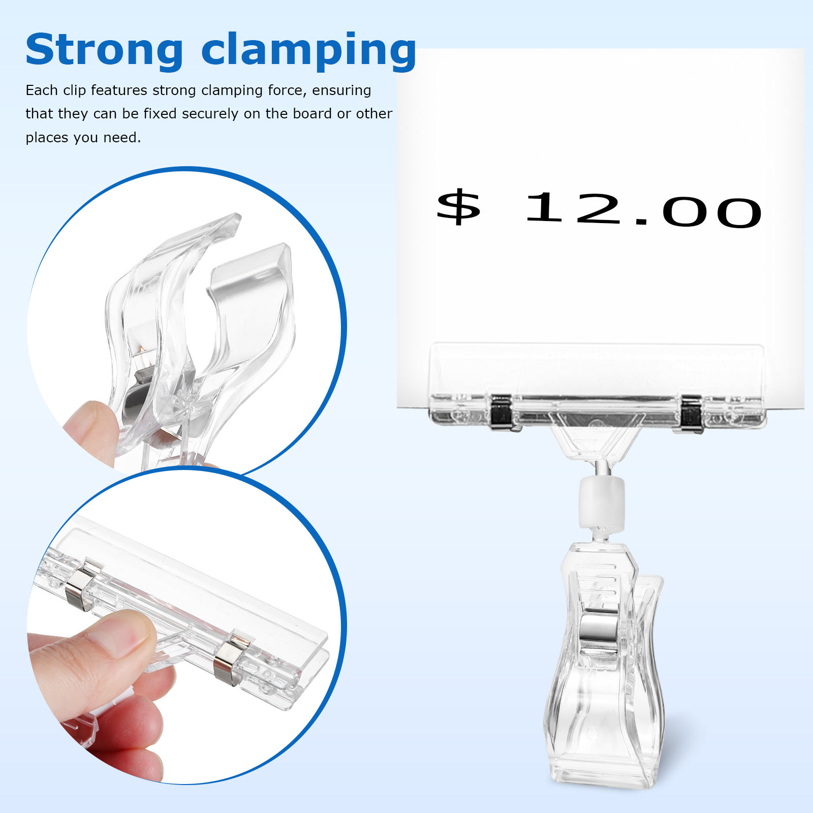 Amosfun 40Pcs Rotatable Transparent Sign Clips for Merchandise and ...