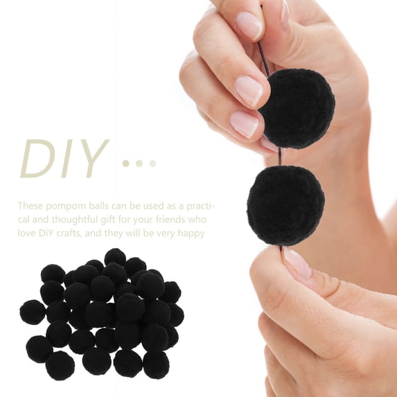 Amosfun 50Set Black Pom Poms for Craft Projects and DIY Enthusiasts ...