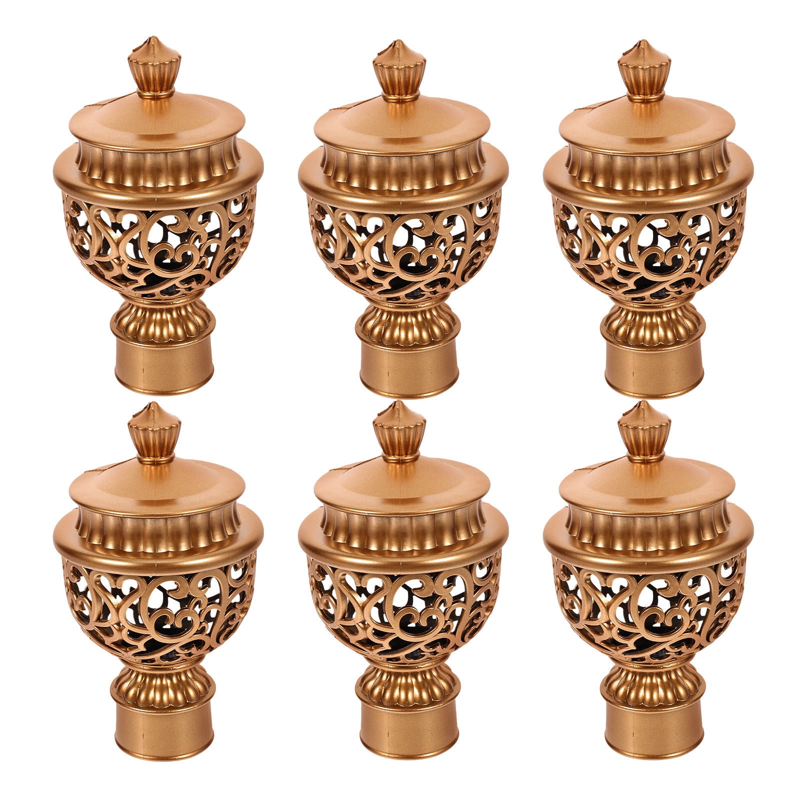 Amosfun 6Pcs Golden Drapery Rod End Caps with Roman Finial Design for ...