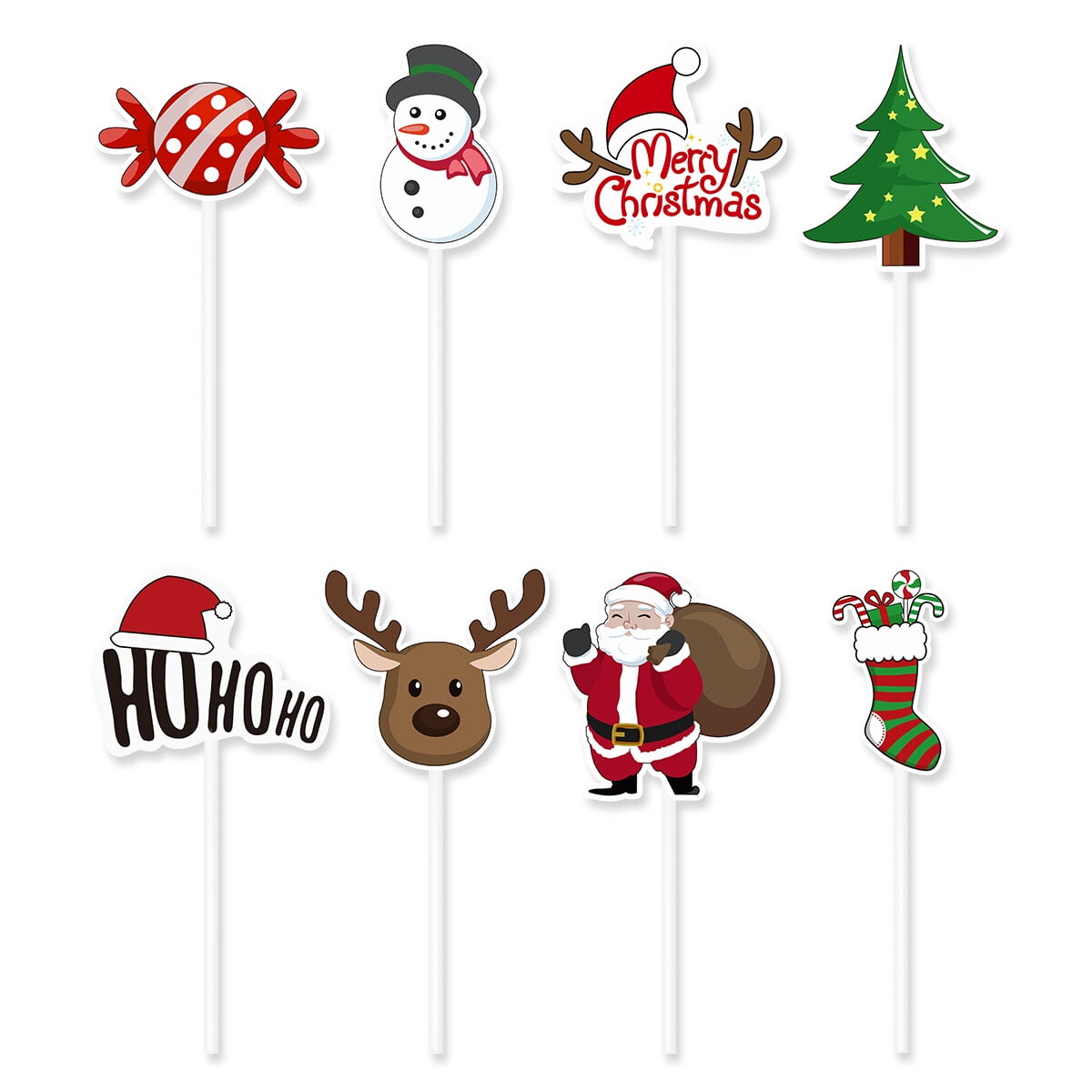 Amosfun 72PCS Christmas Cupcake Toppers Santa Claus Tree Snowman Sock ...