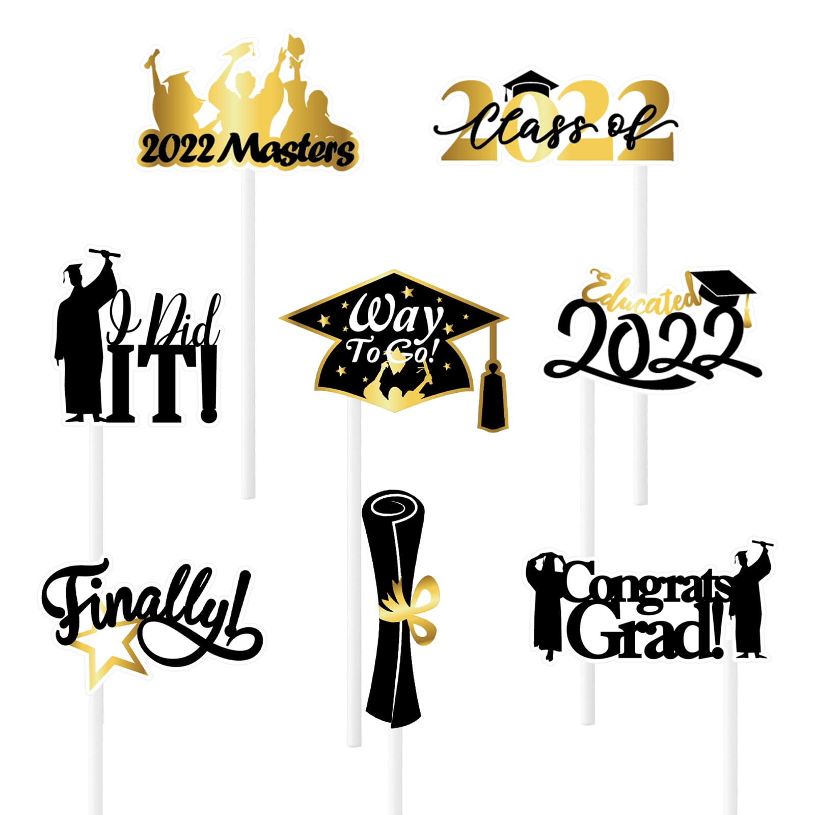 Amosfun 72pcs Cake Topper 2022 Graduation Cake Decorations Grad Party ...